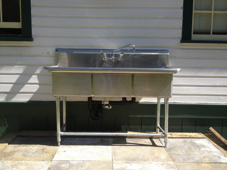 3 compartment stainless steel commercial sink and faucet installation ...